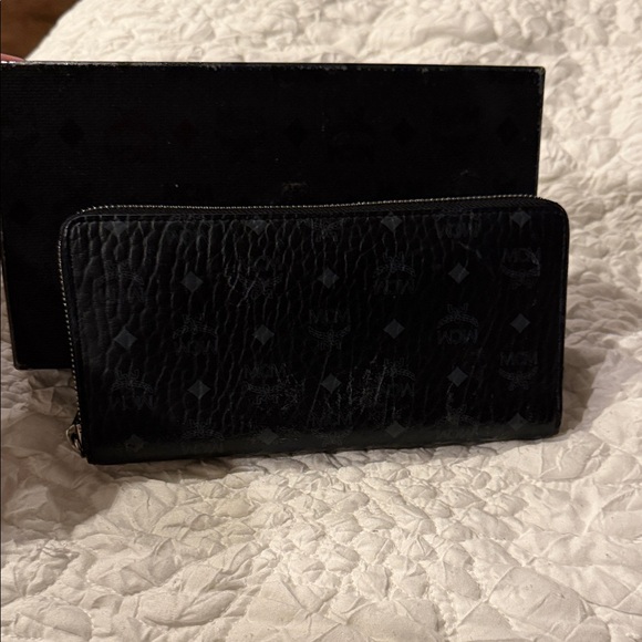MCM | Accessories | Mcm Black Logo Embossed Wallet | Poshmark